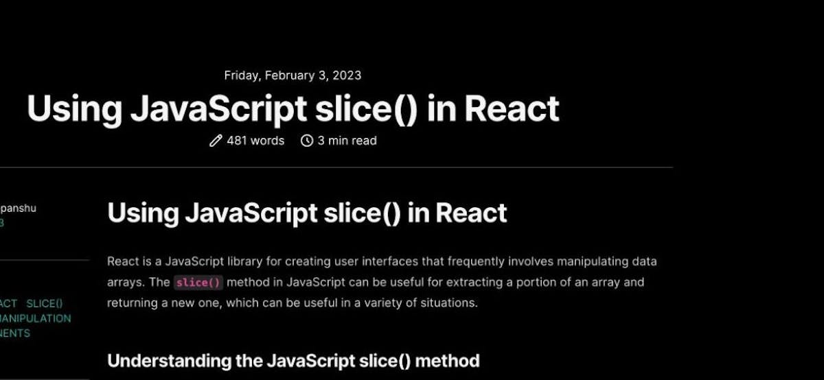 How To Use The Javascript Slice Method In React Hackernoon