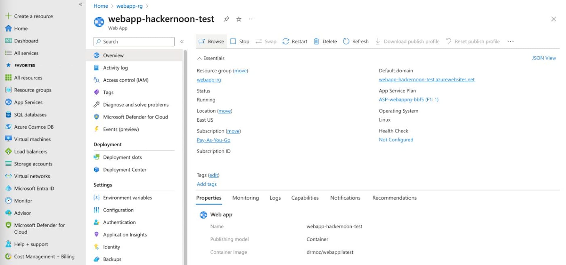 How To Deploy An Aspnet Core Web App In Azure From Docker Image Hackernoon