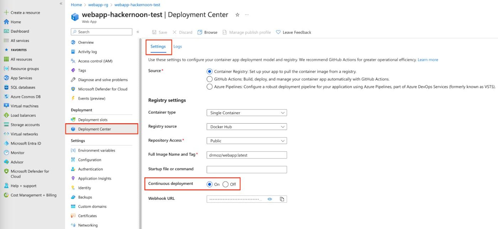 How To Deploy An Aspnet Core Web App In Azure From Docker Image Hackernoon